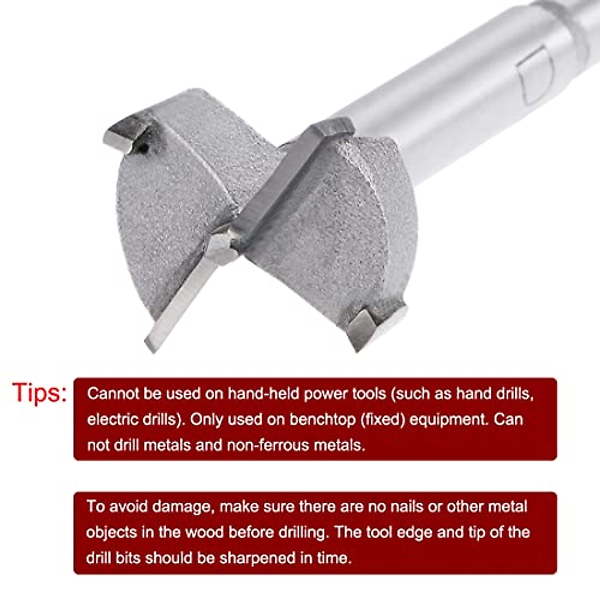 uxcell Forstner Drill Bits 26mm, Tungsten Carbide Wood Hole Saw Auger Opener, Woodworking Hinge Hole Drilling Boring Bit Cutter, 2pcs (Gray)