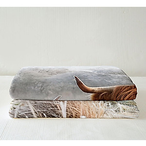 Highland Cattle Pattern Throw Blanket Highland Cow Blanket for Kids Boys Girls Farmhouse Cow Landscape Blanket for Chair Office Room,Throw (50 x 60 Inches)