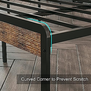 IRONCK Twin Bed Frames for Kids, Platform Bed with Storage Headboard and Charging Station, Heavy Duty Metal Slats, Noise Free, Easy Assembly, Vintage Brown