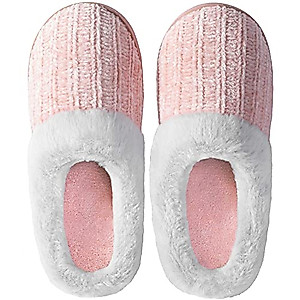 Amazon Essentials Women's Warm Cushioned Slippers for Indoor/Outdoor Pink, Size 7