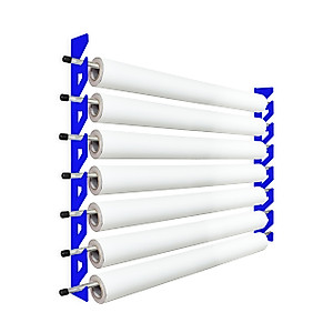 Generic 7 Roll Wall Mount Storage System Rack Kit for Car Vinyl & Tint - Large Sign & Banner Material Holder, Fabric Spool Convenient Craft Stand (With 68"" Poles, Blue Powder Coating), 21-1-07BL-68