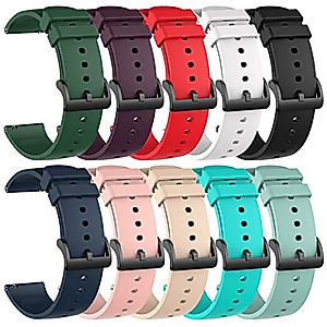 Chofit 10 Pack Silicone Bands Compatible with Amazfit GTS/GTS2/ GTS 3/GTS 2e/GTS 2 mini/GTS 4 mini/GTS 4/GTR mini, 20MM Band Replacement Quick Release Watch Straps for Amazfit Bip U Pro/Bip/Bip Lite/Bip S/Bip S lite/Bip U/Bip 3/Bip 3 Pro