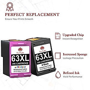 Toner Kingdom High Yield Remanufactured Ink Cartridge Replacement for HP 63 63XL 63 XL Combo Pack to use with HP Envy 4520 4512 4516 Officejet 4650 3830 5255 Deskjet 1112 Printer (1 Black 1 Color)