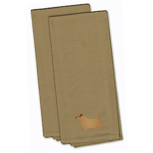 Caroline's Treasures BB3409TNTWE Norfolk Terrier Tan Embroidered Towel Set of 2 Decorative Bathroom Guest Hand Towel for Hand, Face, Tea, Dishcloth, 19 X 25, Tan