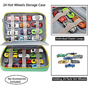 KISLANE 24 Toy Cars Storage for Toy Cars, Storage Case Compatible with 24 Toy Cars, Matchbox Cars, Mini Toys, Toy Cars Storage for Kids, Bag Only (Green)