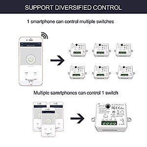 LoraTap Mini Smart WiFi Switch Wireless Remote Control Timer Switch Relay Module, Voice Control by Alexa, Google Home and Phone App, No Hub Required, 10A/1100W, 100-250VAC, White