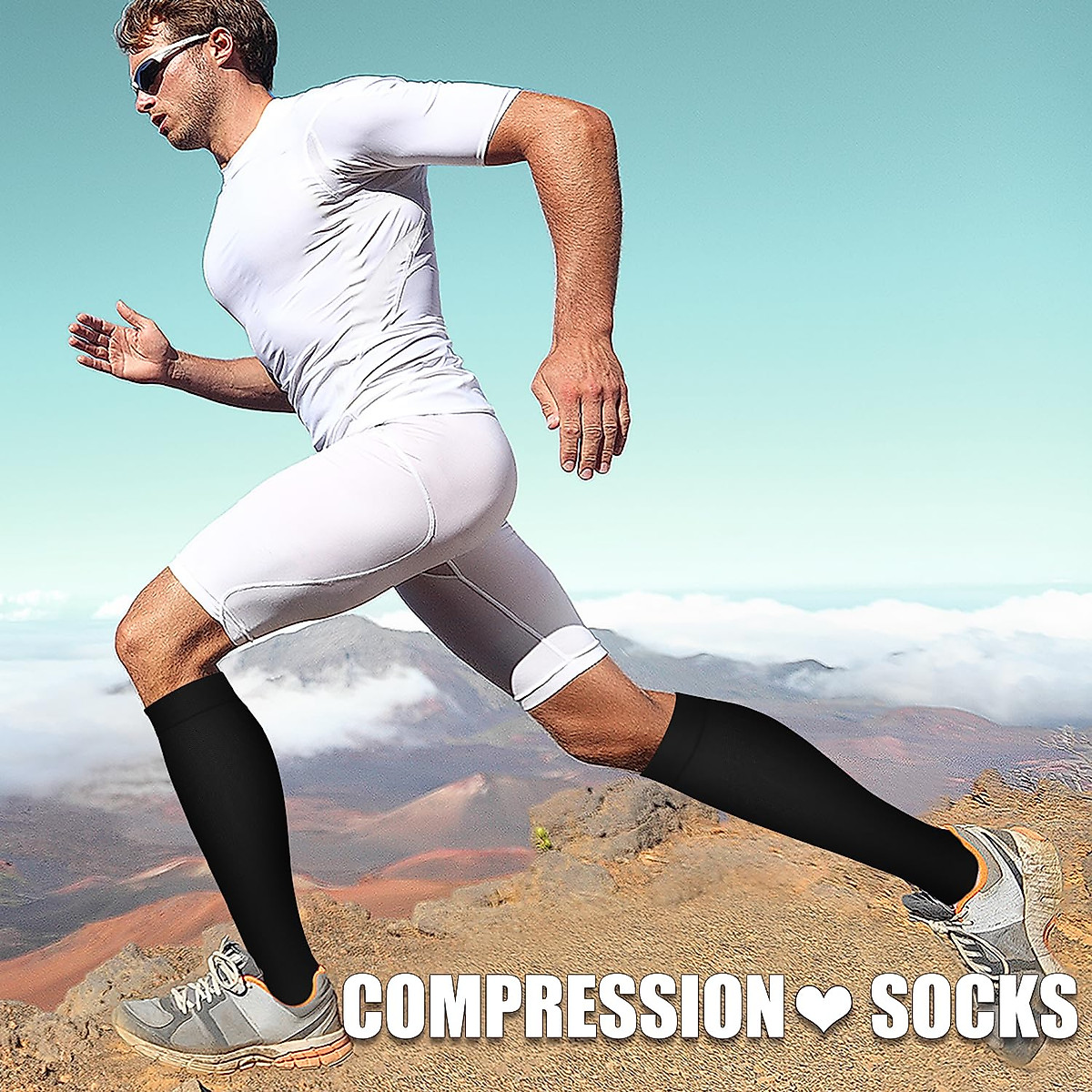 Laite Hebe compression socks,Black+White+Grey,S/M (3 pairs)