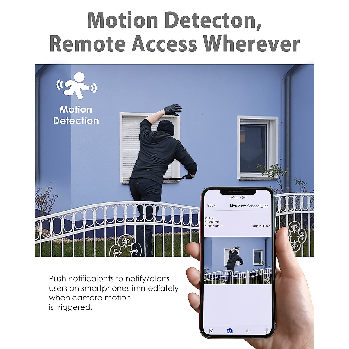 seQuro GuardPro2 DIY Surveillance-DVR-Kit with 2 Bullet Cameras 1080P Night Vision, Motion Detection, IP66 Waterproof for Front Door, Back and Side Doors, Garage and Driveway, Yard Monitoring