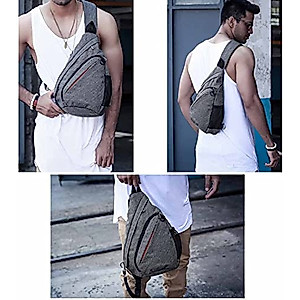 DDQYYSPP Lightweight Chest Bag Sling Bag Anti-Theft Crossbody Shoulder Daypack Outdoor Travel Hiking for Men Women (Grey) (Black)