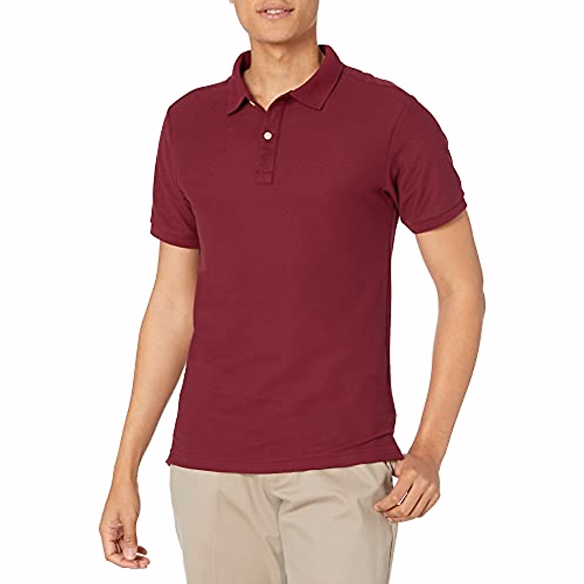IZOD Uniform Young Mens Short Sleeve Pique Polo, Burgundy, 36/37