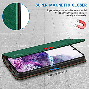 ZZXX for Samsung Galaxy S20 Wallet Case with [RFID Blocking] Card Slot Stand Strong Magnetic Leather Flip Fold Protective Phone Case for Samsung Galaxy S20 Case Wallet(Green-6.2 inch)