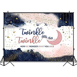 Avezano Navy Blue Blush Pink Gender Reveal Backdrop Twinkle Twinkle Little Star Party Decorations Photography Background Rose Gold and Navy Pregnancy Reveal Surprise Party Photoshoot (7x5ft)