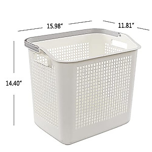 Nicesh 4 Pack 35 L Plastic Laundry Basket with Handle, White Laundry Hamper for Wet Towel