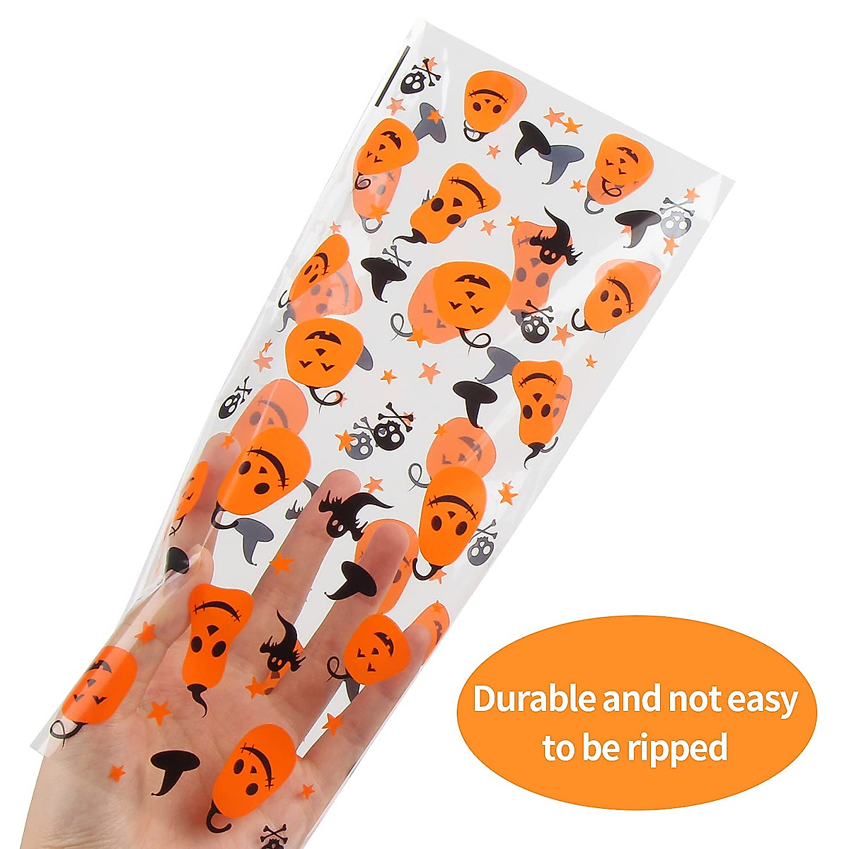 STEFORD Halloween Cellophane Bags,120PCS Halloween Clear Cellophane Candy Gift Treat Bags for Halloween Party Favors Supplies