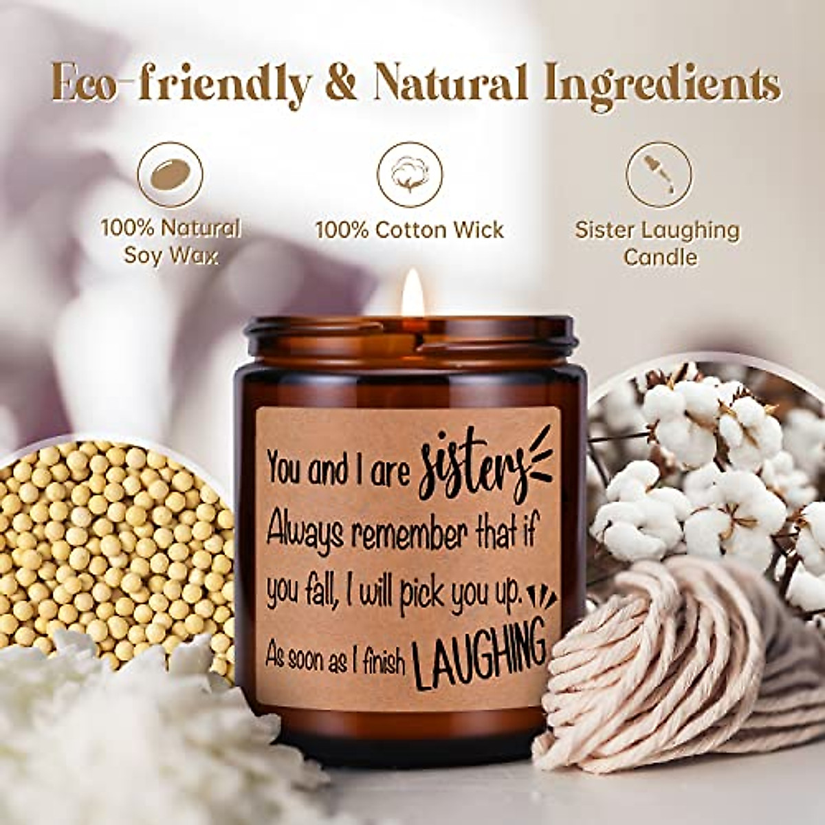 Funny Sisters Gifts from Sister - Lavender Scented Candle Unique Sister Birthday Gift from Sister Mothers Day Present for Little Big Soul Sister Best Friends Women Sister in Law