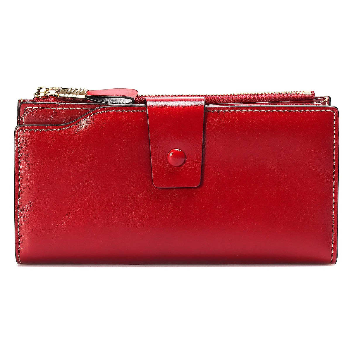 women clutch wallet genuine leather checkbook(red)