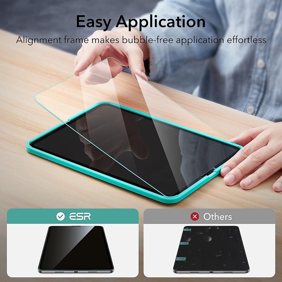 ESR 2 Pack Screen Protector for iPad Pro 12.9 (2022/2021/2020/2018, 6th/5th/4th/3rd Generation), Tempered-Glass Film with Alignment Frame, Anti-Scratch, Face ID & Apple Pencil Compatible, HD Clarity