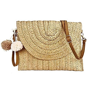 Straw Bag Straw Shoulder Bag Summer Straw Clutch Bags Crossbody Bags for Women