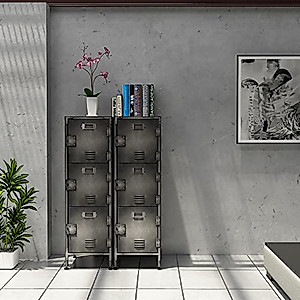 Yizosh Metal Locker with 3 Lockable Doors, Industrial Steel Storage Lockers for Employees - 47.3" Locker Storage Cabinets for School, Gym, Home, Office, Garage