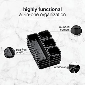 madesmart Interlocking Pack-Carbon Collection Organizer, 8-Piece Bin, PremiumCarbon