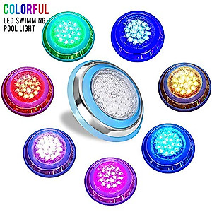 LED Underwater Swimming Pool Lights Stainless Steel 47W Multiple Color Changing 12V AC Wall Surface Mounted IP68 Waterproof with Remote Controller