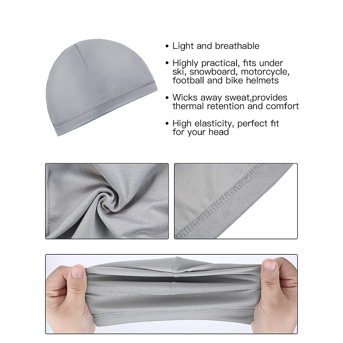 SATINIOR 9 Pieces Skull Caps Helmet Liner Running Hats Sweat Wicking Hats Cycling Caps for Men Women (Grey, Dark Blue, Black)