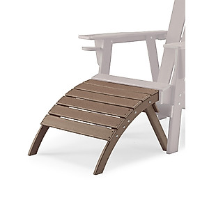 BUPPLEE Folding Adirondack Ottoman for Adirondack Chair, HDPE All Weather Outdoor Footrest Poly Lumber Adirondack Footstool for Patio, Backyard, Garden, Easy to Assemble & Storage - Teak