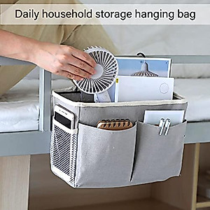 JSJSYO Bedside Storage Organizer Hanging Storage Basket Multi-function Organizer Caddy for Headboards Bed Rails Bunk Beds Hospital Bed Rooms Home College Dorm (lightgrey)