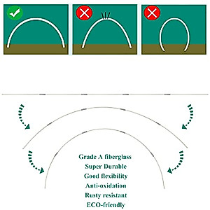 Garden Hoops for Raised Beds, 25pcs 17inch Plastic Tunnel Hoops for Garden Netting, Frost Cover Hoops for Garden, Large Wire Fiberglass Hoops with Clips to Grow Pants Like Vegetables