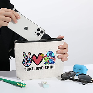 ZHAMEN Cartoon Lover Gift Hawaiian Cartoon Makeup Bag Peace Love Movie Fans Inspired Merchandise Gift for Girls Women Fans Teens Daughter Friends Her Nurse Graduation Birthday Christmas