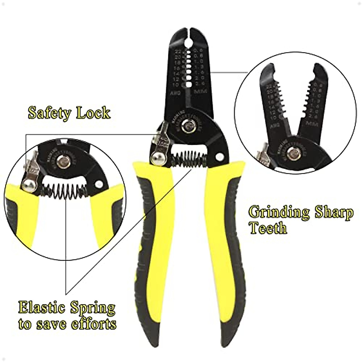 Solar Crimping Tool Kit with Wire Stripper and Cutter, Male Female Solar Panel Connector and Solar Connector Assembly Tool Spanner for 2.5/4.0/6.0mm² MC3 MC4 Solar Panel PV Cable
