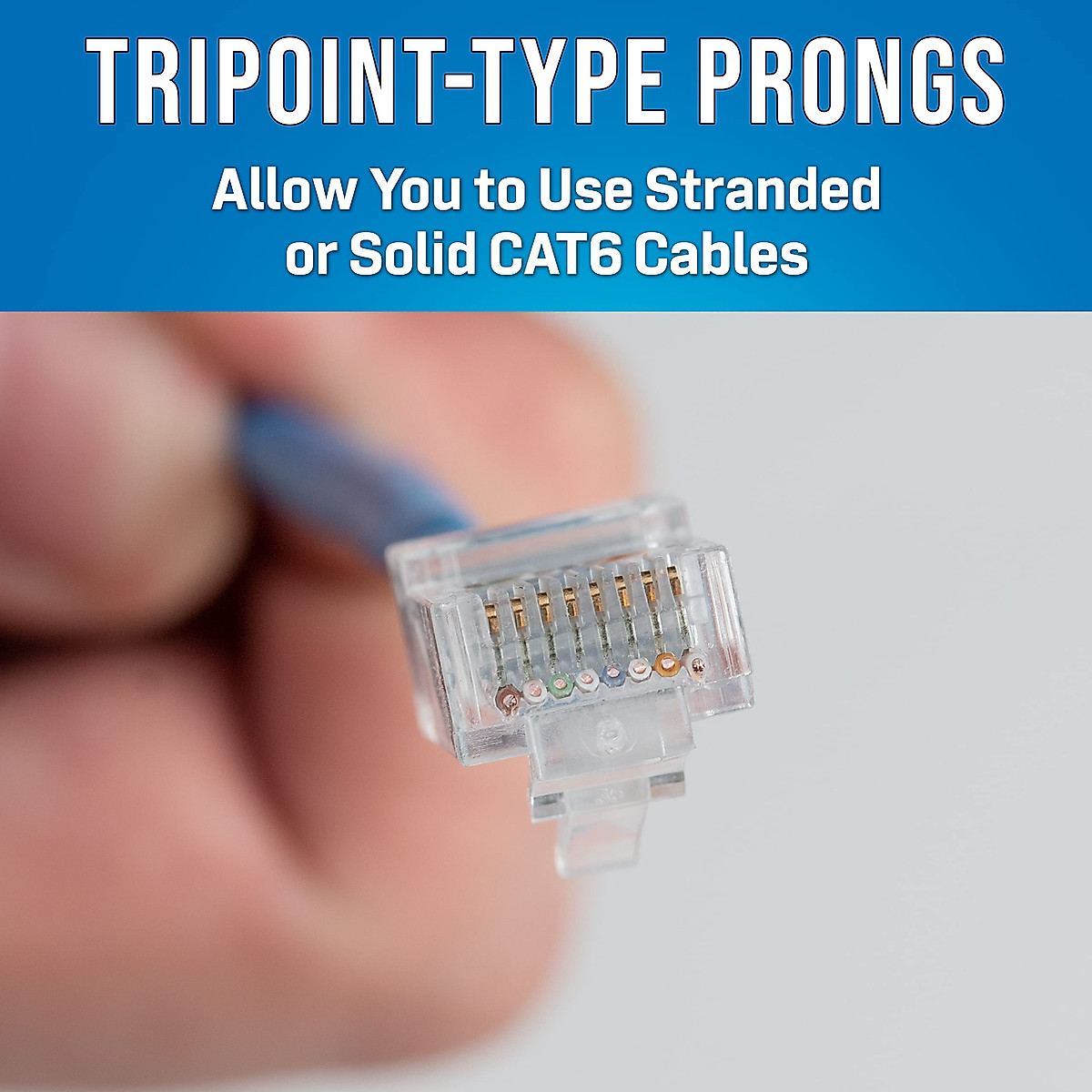 Jonard Tools RJ45-6100 CAT6A RJ45 Pass-Through Connectors for Network Cables (Pack of 100)