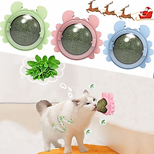 SUGVUHO 3 Pack Catnip Ball Cat Toy Cat Nips Organic Ball Catnip Wall Balls for Cats Cat Licking Ball Cat Teeth Cleaning Toy Cat Mint Silvervine Cat Toy Catnip and Silvervine for Cats