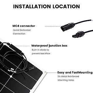 HIMINO 120 Watt Flexible Solar Panel Kit, 18 Volt Monocrystalline Semi-Flexible Bendable Mono Off-Grid Charger for Car, RV, Boat, Cell Phone & More