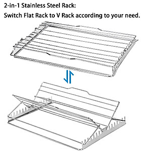 TOPZEA Stainless Steel Roasting Pan with Rack, 16 Inch Classic Rectangular Turkey Roaster Pan with 2 In 1 Grill Rack & Handle, Large Broiling Baking Pan Oven Cookware for Chicken, Steak, Meat, Lasagna