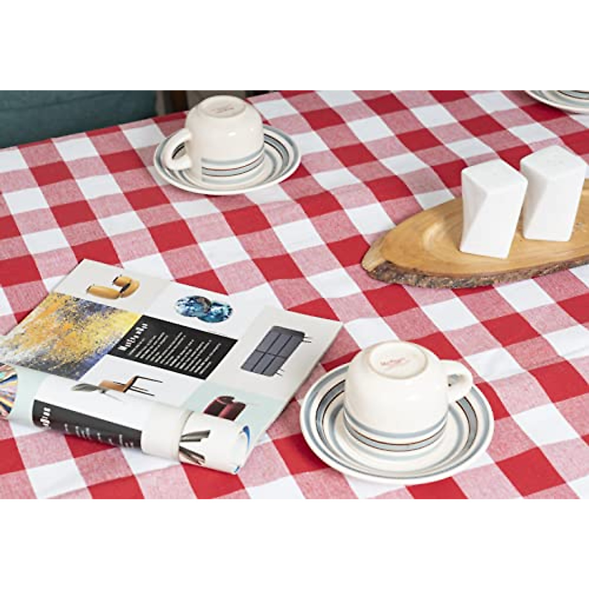 WHITEWRAP Buffalo Check Tablecloth |Red and White|60”x90”| Indoor Outdoor, Restaurant, Hotel Quality| Gingham Table décor | Table Protector for Picnic, Party and Dinner| Tabletop Washable Farmhouse