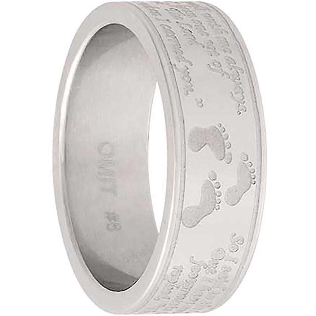 J127 - CTR RING Stainless Steel "Footprints" Full Poem (7.5)