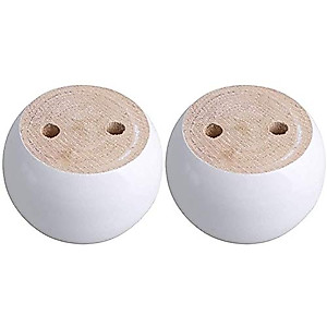 Mysummer 4PCS White Round Bun Feet Wood Sofa Legs Solid Wood Furniture Legs for Cabinet Sofa Ottoman TV Stand Loveseat Dresser