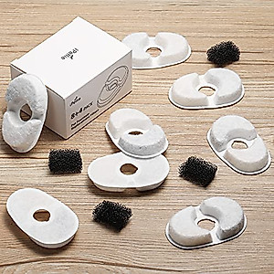 iPettie Water Fountain Filters for Avocado Fountain, IP-AD21-F8, 8PCS Carbon Filters and 4PCS Foam Filters
