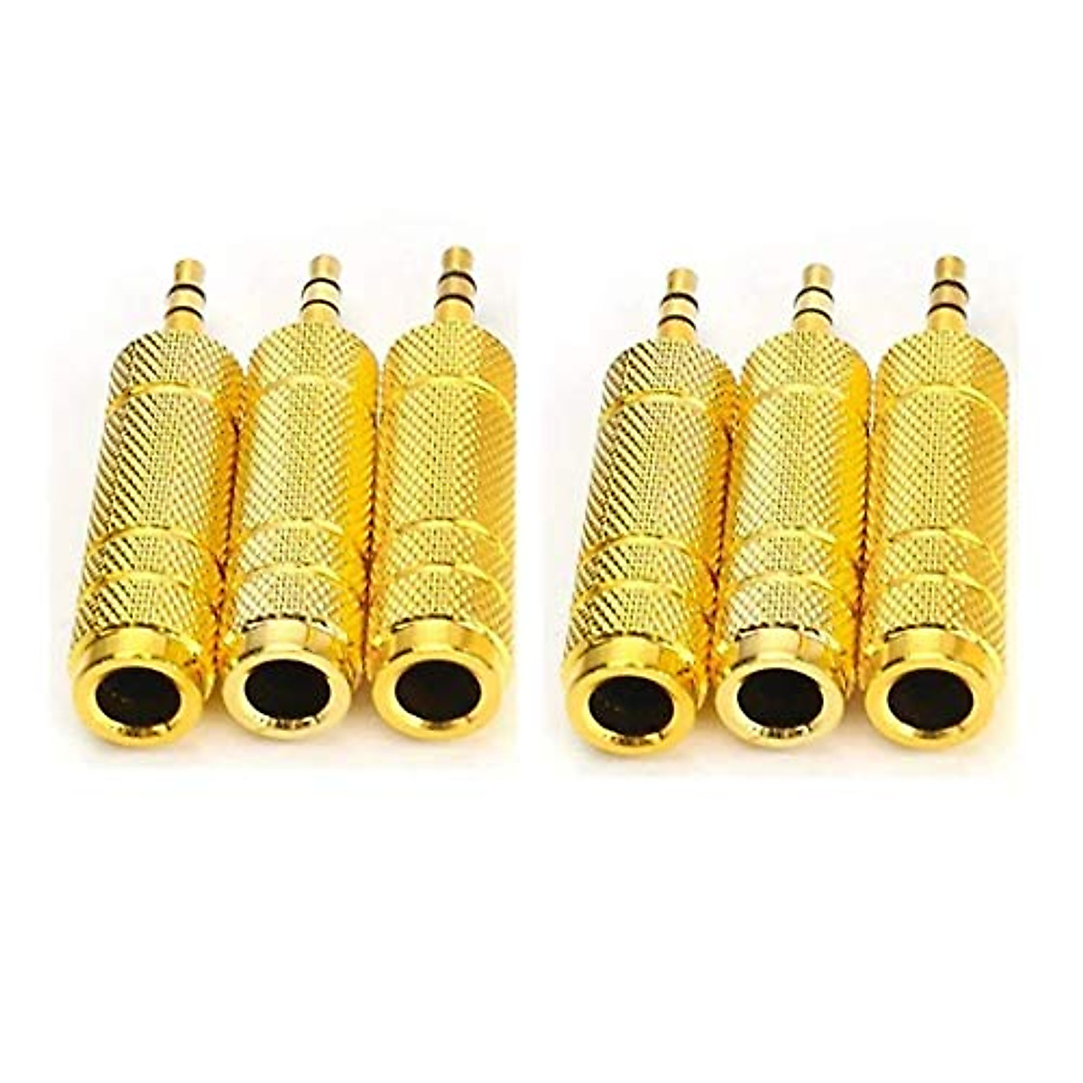 Eledabra 6PCS 3.5mm 1/8" Male Plug TRS to 6.35mm 1/4" Female Stereo Jack Adaptor-Gold Plated Converte,for Audio Earphone,Headphones ect