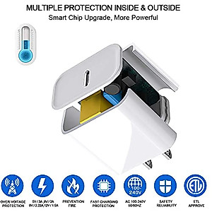 iPhone Fast Charger【Apple MFi Certified】 Cell Phone Wall Chargers iPhone Charging 20W PD Adapter with 6FT Type-C Lightning Cable Compatible with iPhone 14 13 12 11/Xs Max/XR/X and More