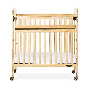 Child Craft Avery SafeAccess Portable Compact Wood Daycare Crib with Casters