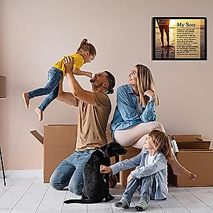 My Son-Love You Forever- Inspirational Family Wall Art, Loving Heartfelt Message With Modern Typographic Beach Sunset Print For Home Decor, Office Decor. Great Wedding-Graduation Gift! Unframed-10x8