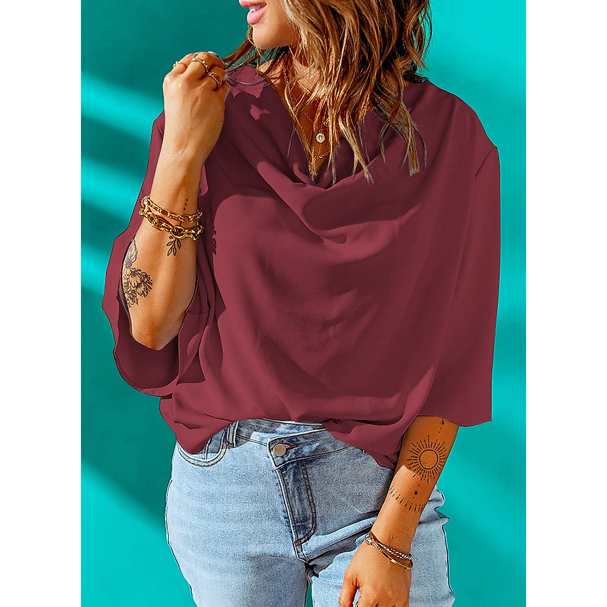 Dokotoo Spring Summer Short Sleeve Wrap Draped Front Tops for Women Work Casual Sexy V Neck Ladies Chiffon Shirts for Women Trendy 2025 Cute Floral Print Blouses for Women Business Casaul,Red,Small