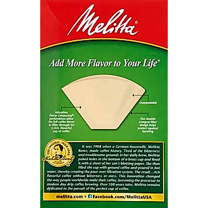 Melitta #2 Cone Coffee Filters, Natural Brown, 40 Count