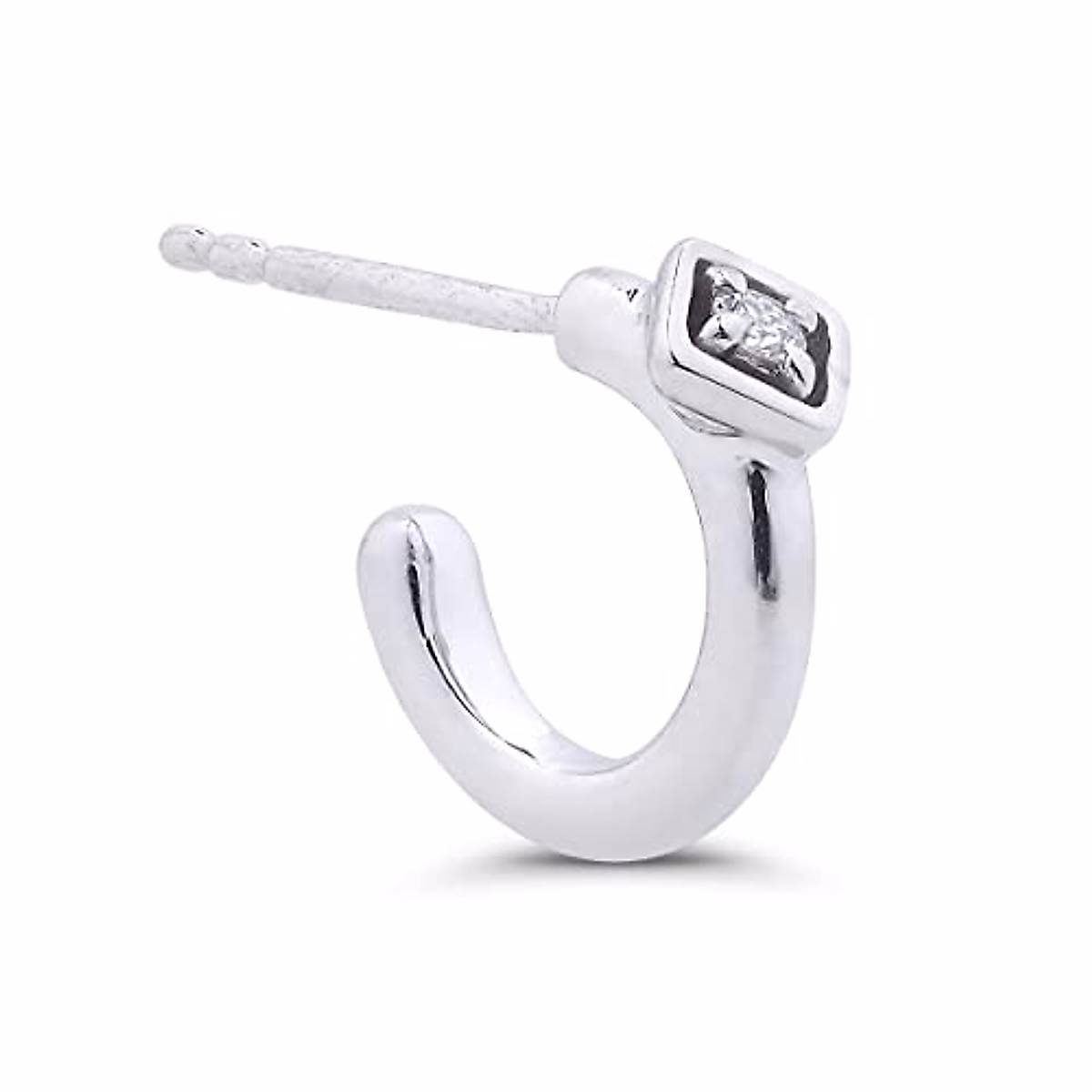 Seed2Stone - Sustainable Silver Hoop Earrings Made with Recycled Metal, Fitted Lab Grown Diamond Earrings with a Minimalist Design, Real Diamond Earrings for Women and Men (Sterling Silver)