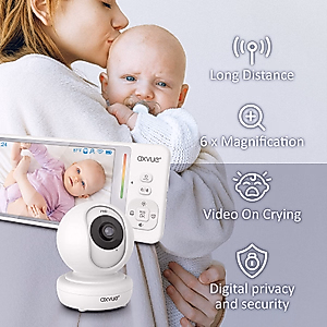Video Baby Monitor,1080P Full HD Ultra clear image quality,5.5" IPS Screen Monitor,Pan Tilt Camera,Range up to 1000ft,22h Battery Life, 2-Way Talk,Split Screen,Night Vision,Temperature Monitor,No WiFi