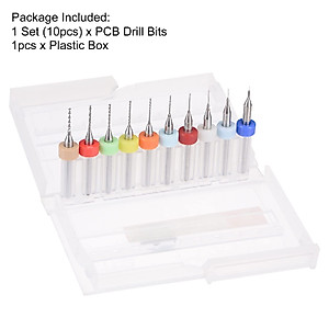 uxcell Micro PCB Drill Bit Set, 1/8" Shank 0.1mm-1.0mm Solid Tungsten Carbide CNC Engraving Print Circuit Board Drill Bits Rotary Tool 10pcs