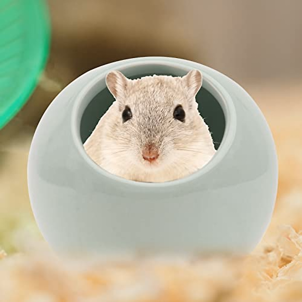 POPETPOP Small Animal Pet House Ceramic Nest Cool Bed Hamster Hideout House Hut Cave for Chinchillas Hamster Gerbils Hedgehog Green