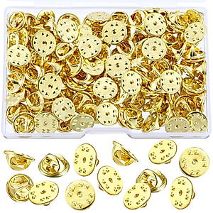 Brass Clutch Badge Insignia Clutches Pin Backs Replacement (Gold, 50 Pieces)